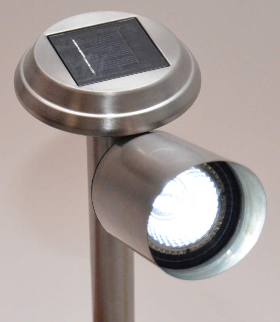 Solar LED Gartenleuchte mit 3 Power LEDs aus Edelstahl neigbar, 7,95